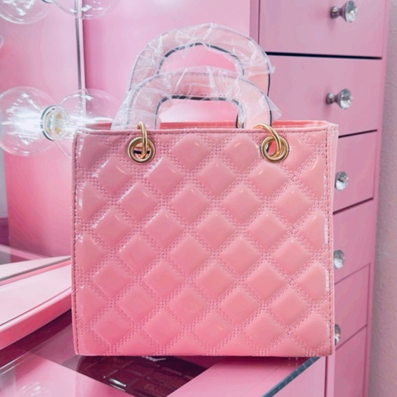 Miss Glam Co. | Bags | Pink Diamond Stripe Handbag Luxury Inspired ...